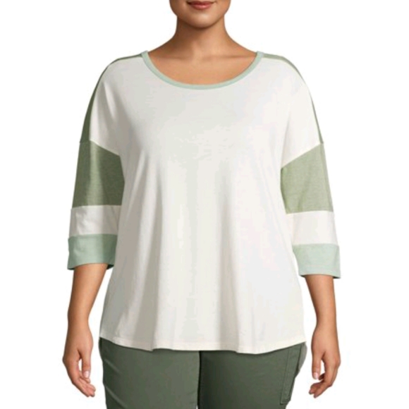 Terra & Sky | Tops | Nwt Terra Sky Plus Size Color Block Top | Poshmark